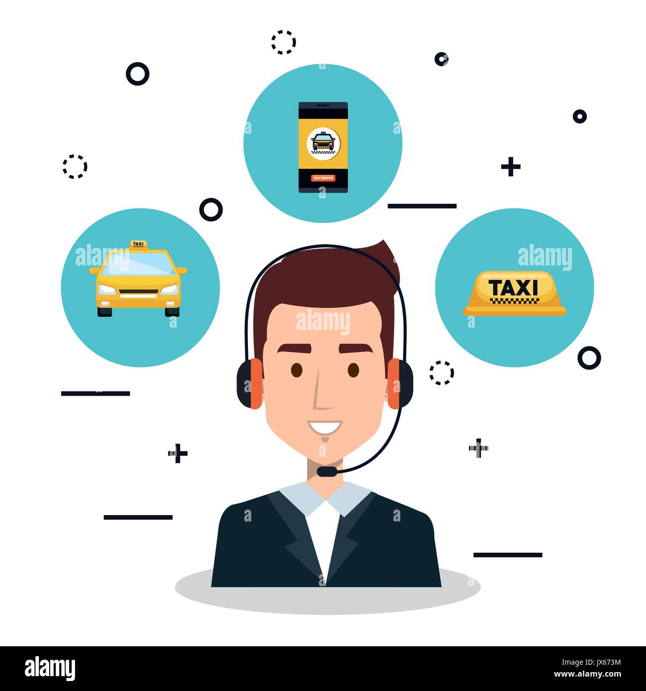 call center operator taxi service app cartoon vector illustration Stock ...