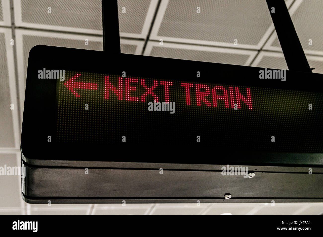 Next Train electronic display Stock Photo - Alamy