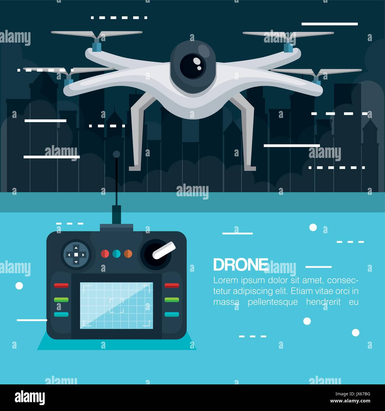 drone with remote control technology icon vector illustration Stock ...
