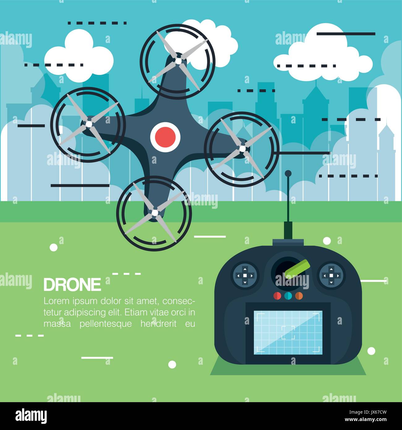drone with remote control technology icon vector illustration Stock ...