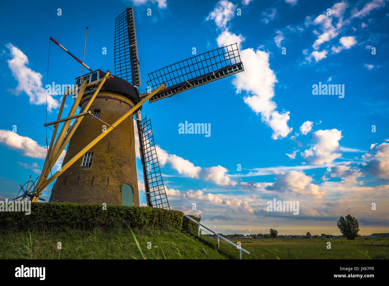 dutch windmill in countryside Stock Photo - Alamy