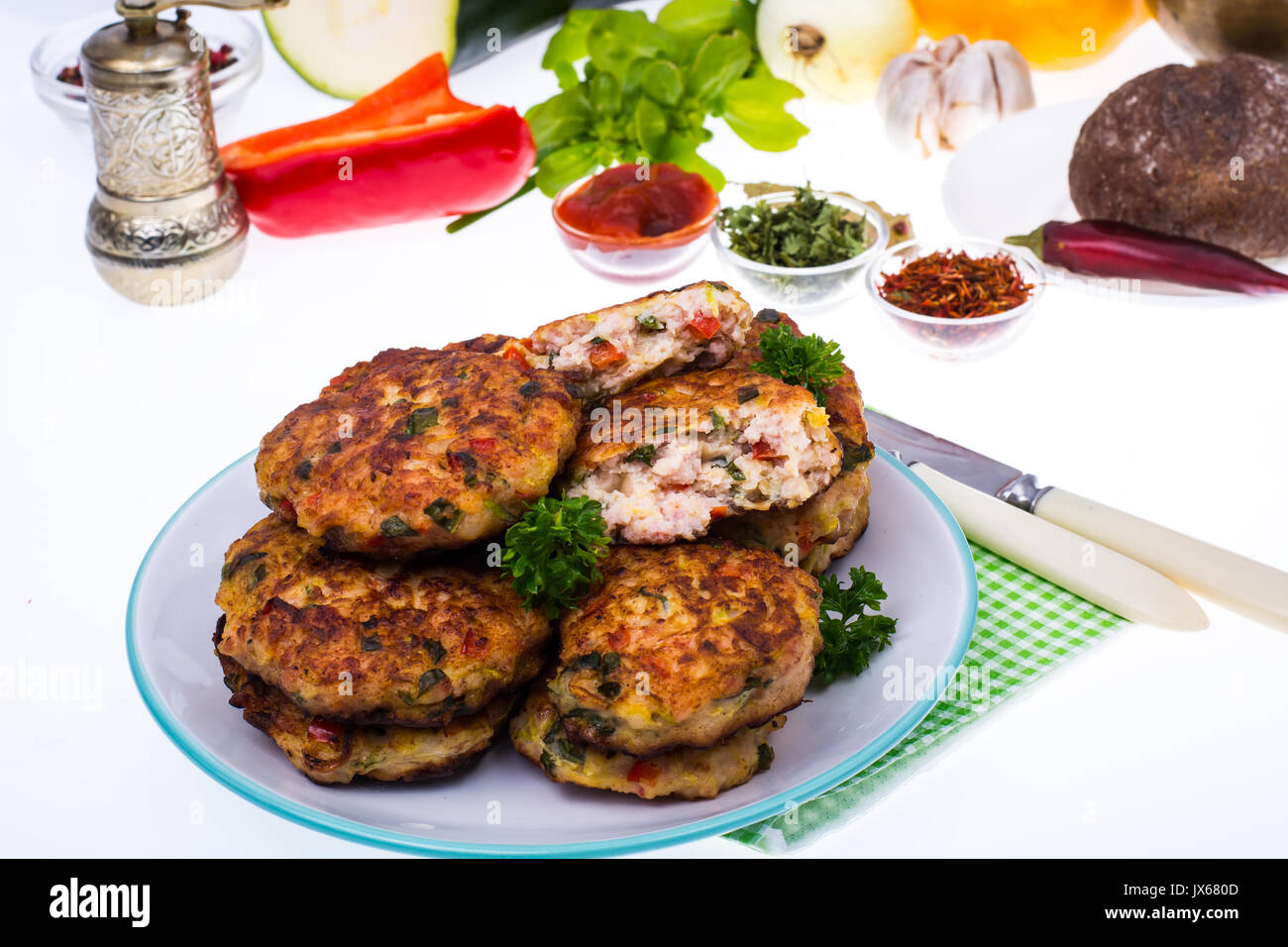 Cutlets from meat and vegetables. Studio Photo Stock Photo - Alamy