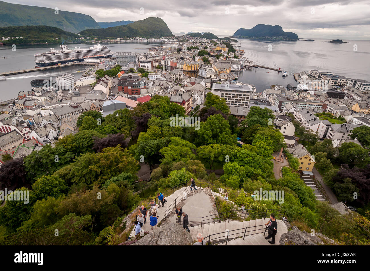 Alesund view on the top of the stairs Stock Photo - Alamy