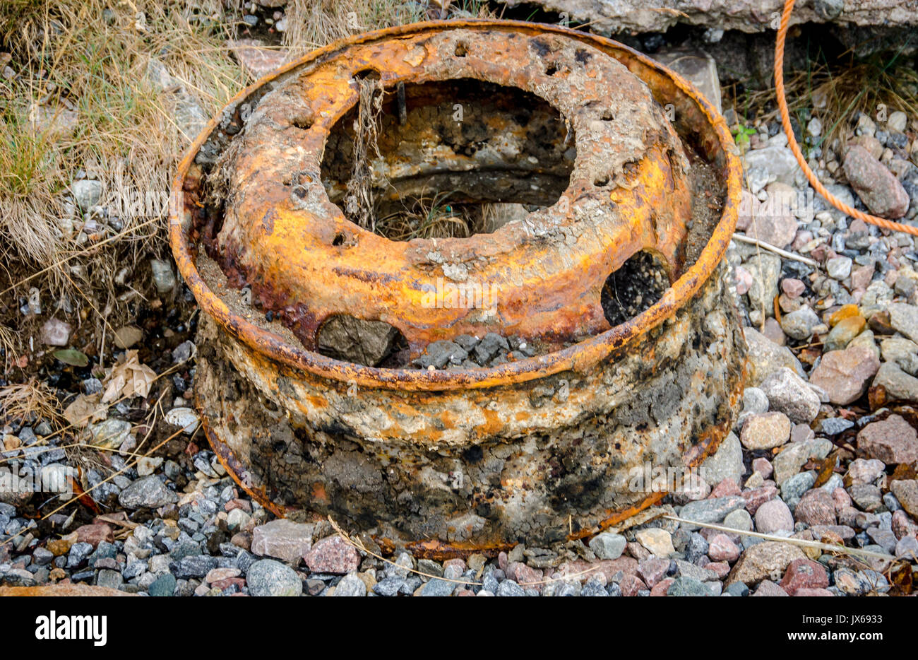 Old rusty car wheel Stock Photo - Alamy