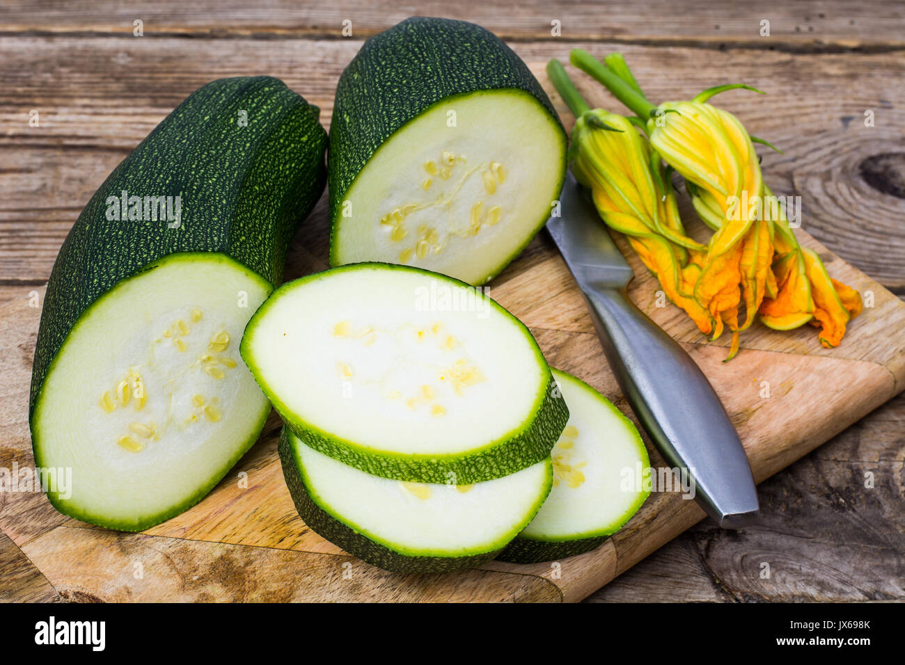 Sliced fresh zucchini in diet. Studio Photo Stock Photo - Alamy