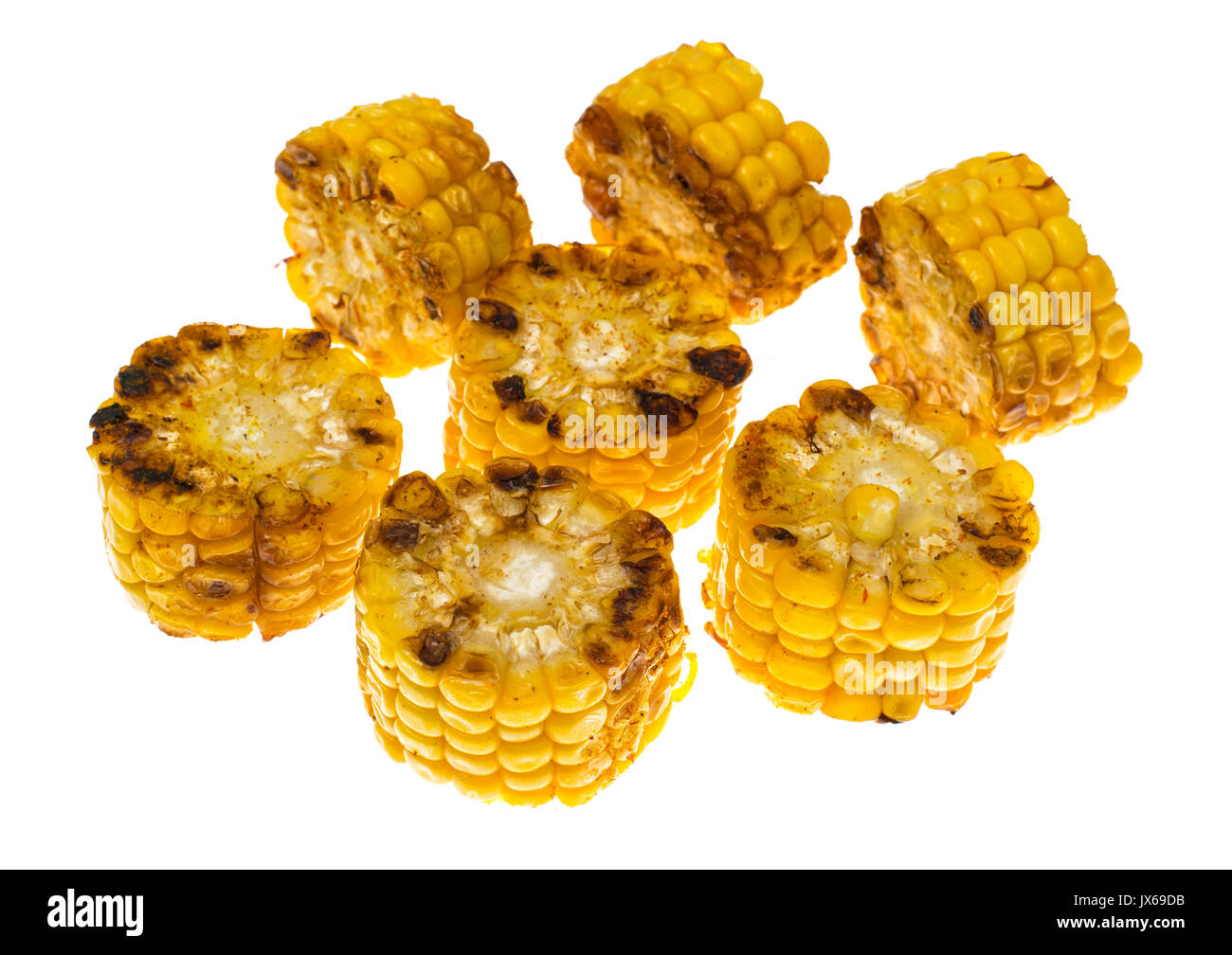 Fried corn cob, cut into pieces. Studio Photo Stock Photo - Alamy