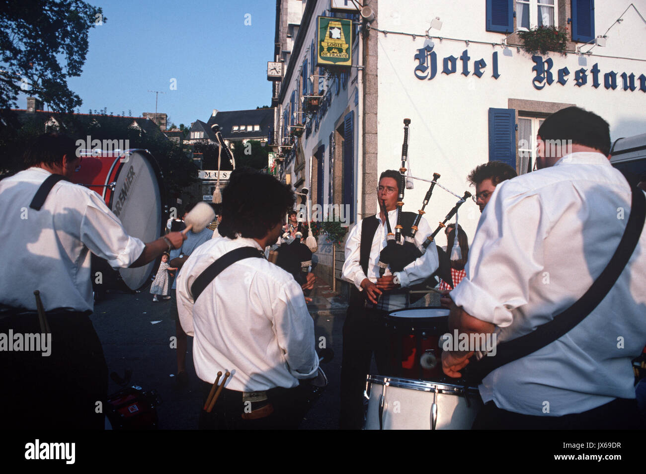 Breton musicians, traditional Breton pipes, Brittany, France Stock ...