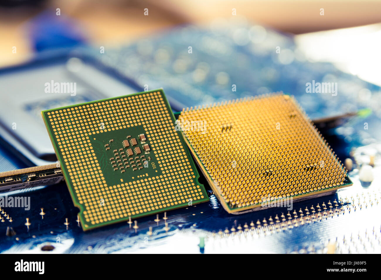 computer cpu or central processor unit chip on mainboard Stock Photo - Alamy