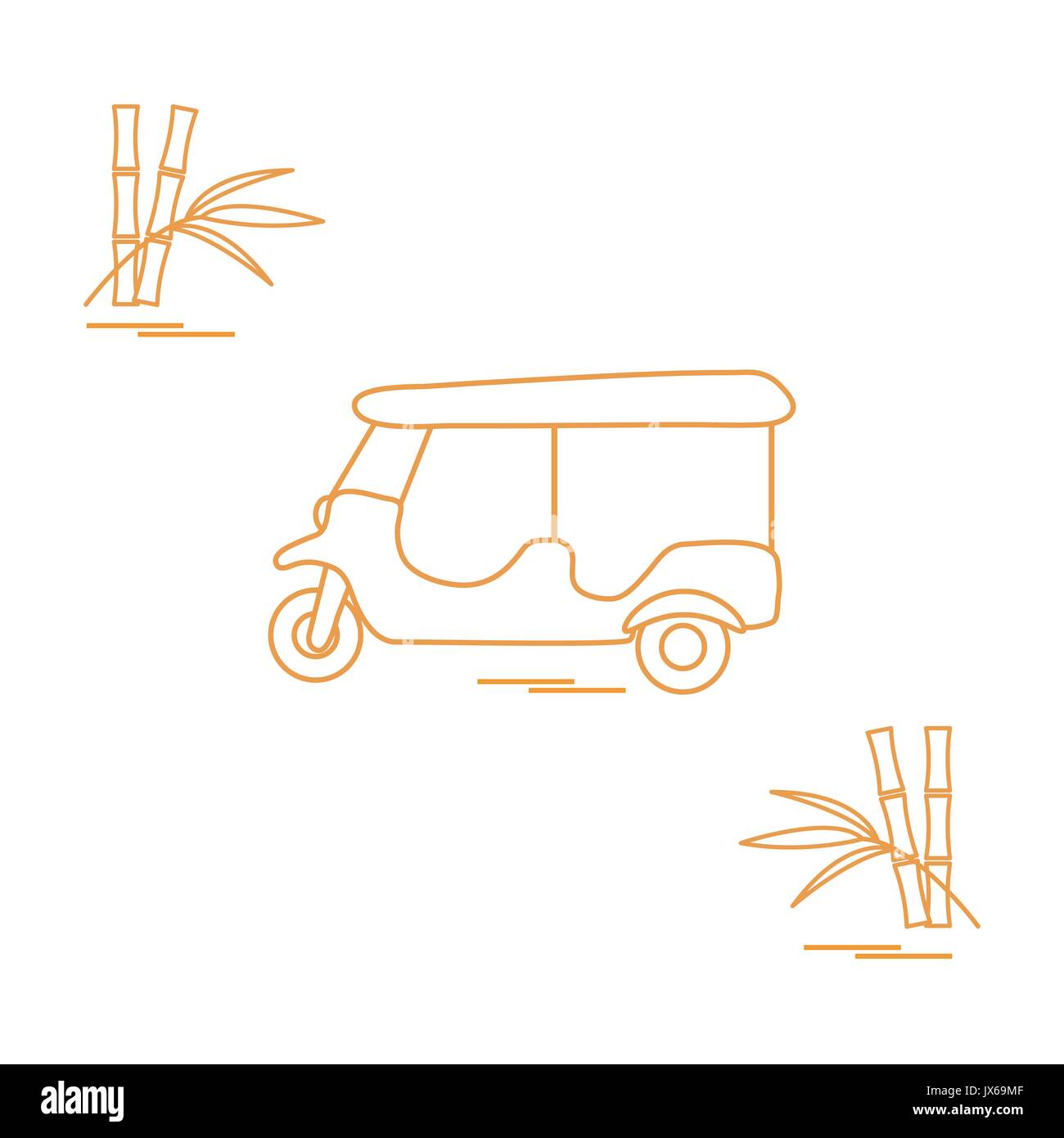 Stylized icon of tuk-tuk and bamboo. Traditional taxi in Thailand ...