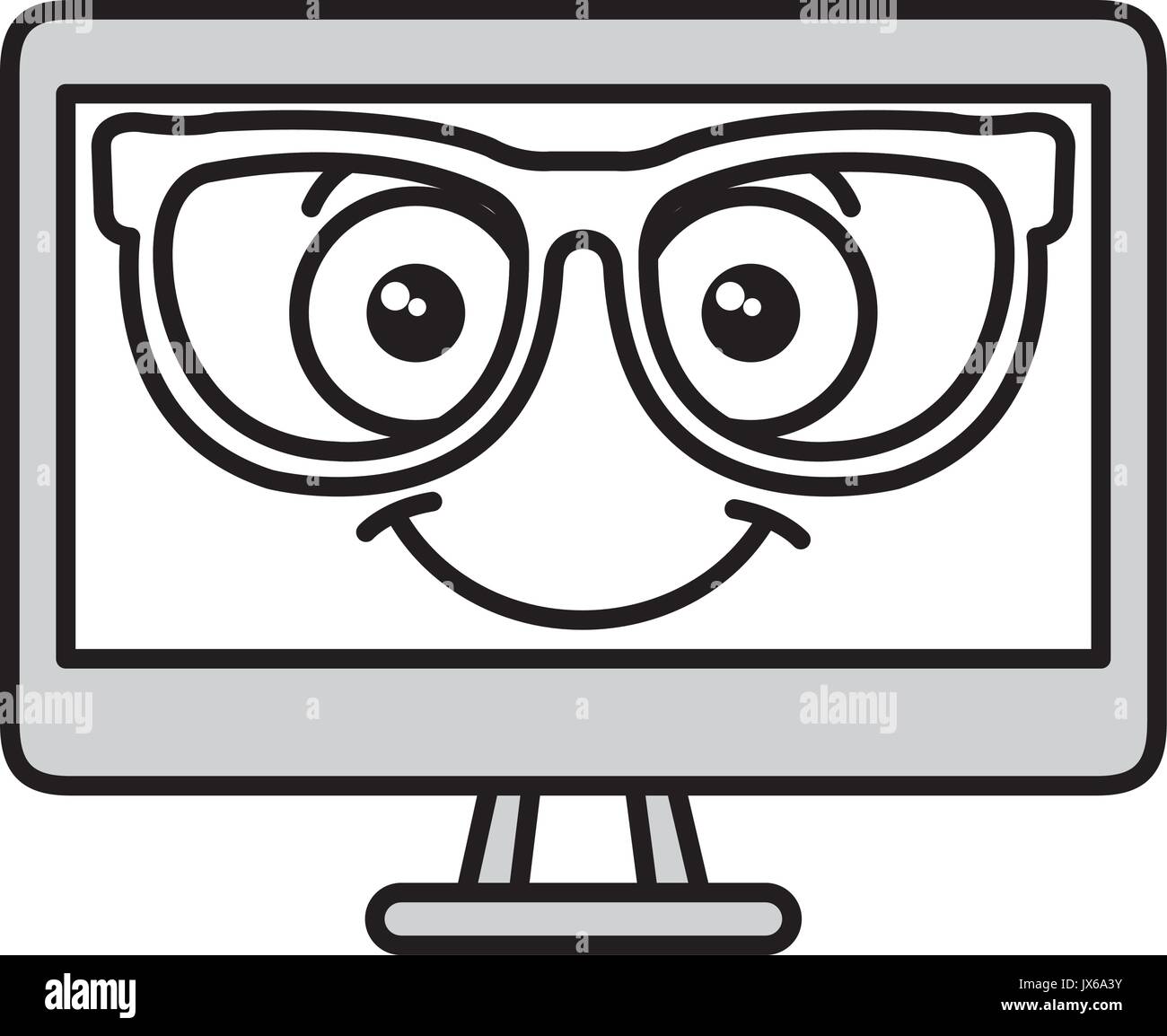 computer display with glasses kawaii character vector illustration ...