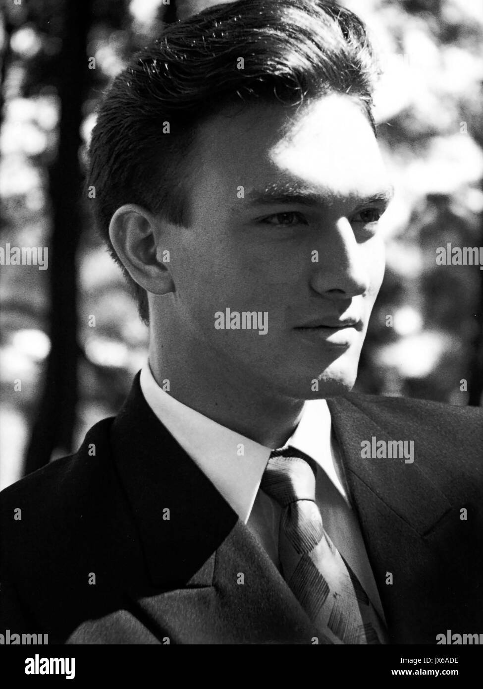 Model hair style Black and White Stock Photos & Images - Alamy