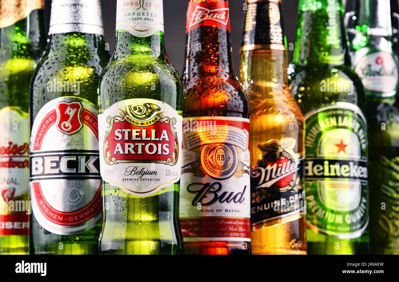 POZNAN, POLAND - JULY 21, 2017: Heineken, Anheuser-Busch InBev ...