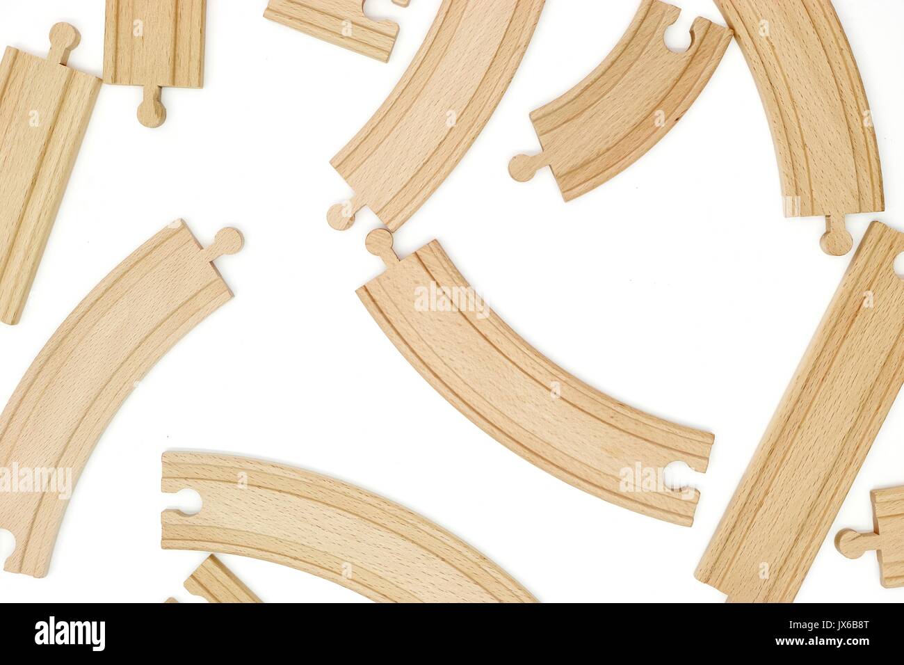 A studio photo of a wooden train track Stock Photo - Alamy