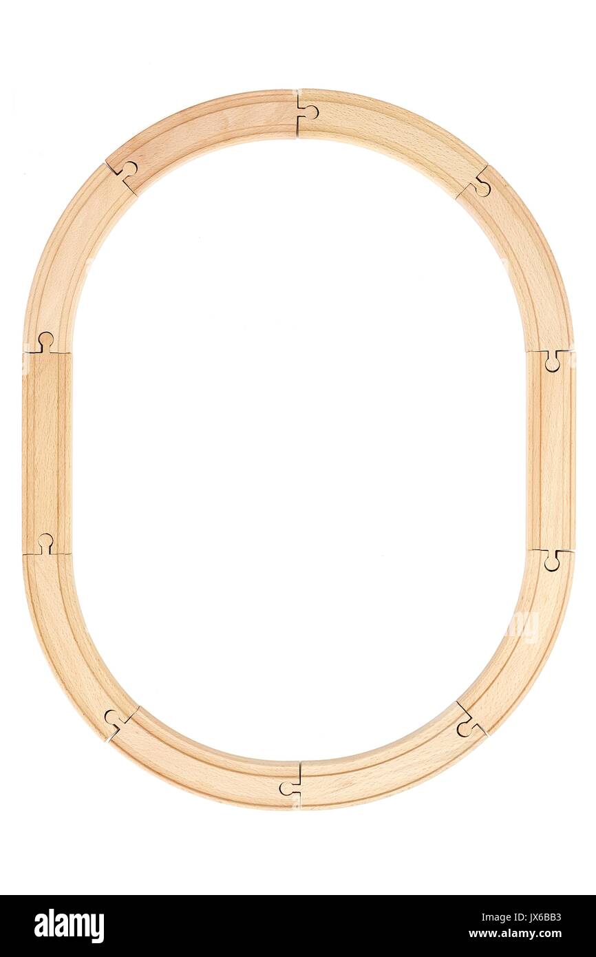 A studio photo of a wooden train track Stock Photo - Alamy