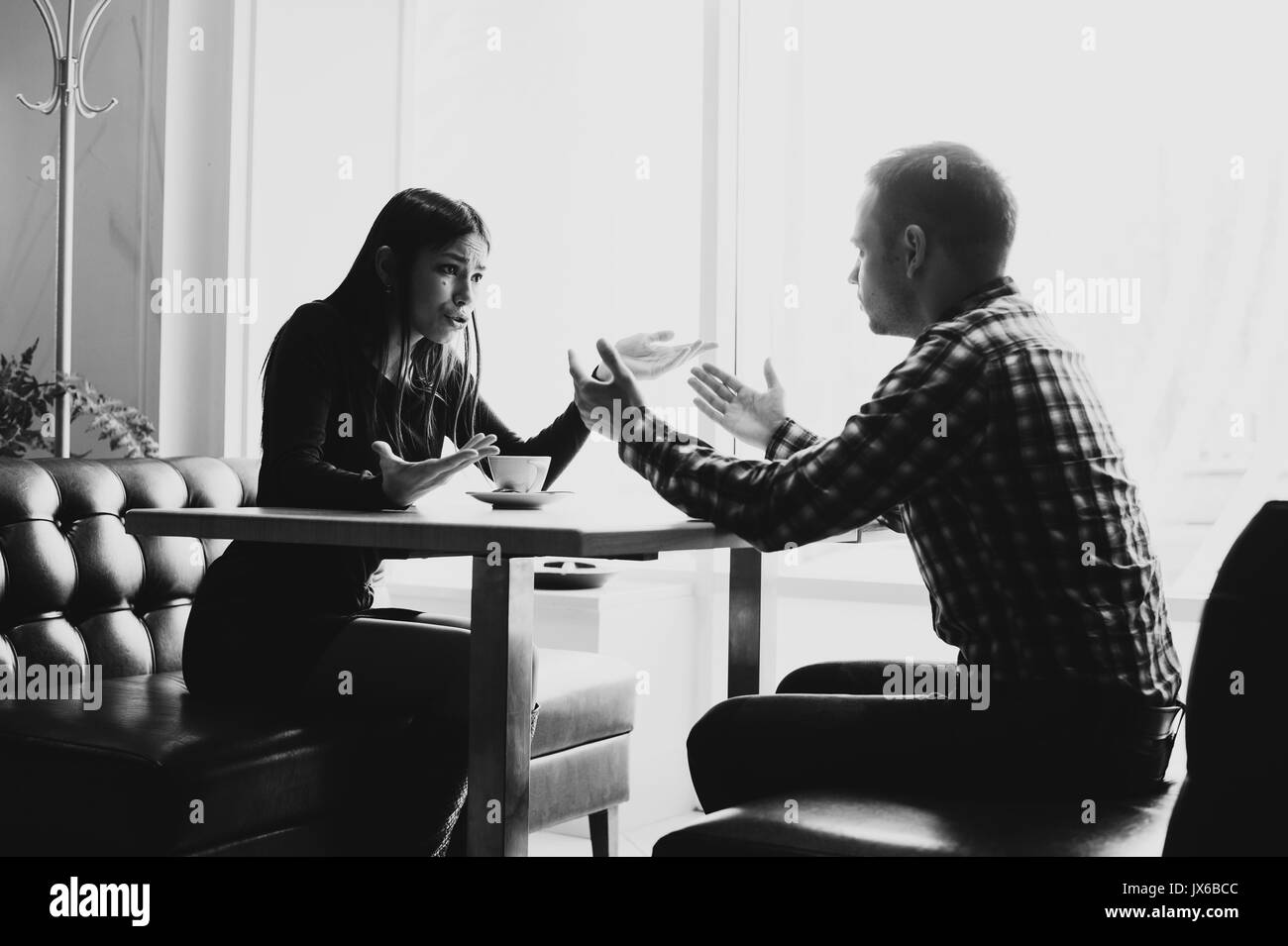 Scene in cafe - couple conflict arguing during the lunch Stock Photo ...