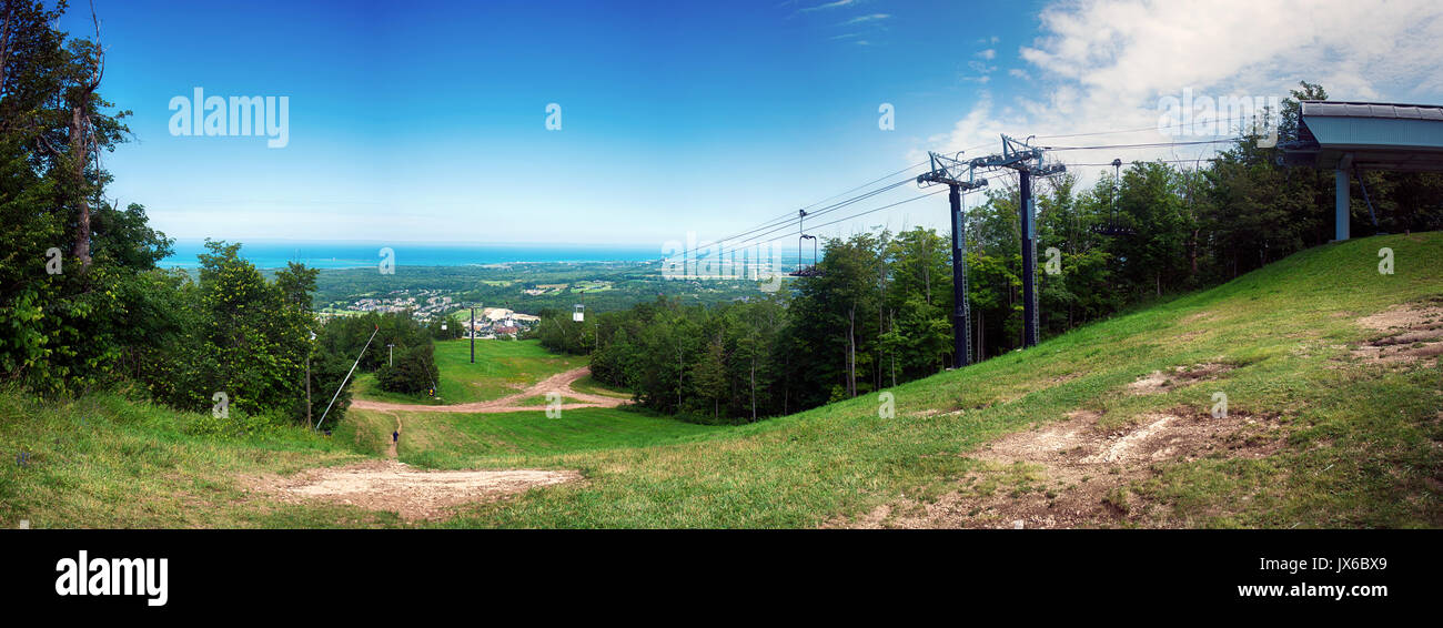 Paroramic view of summer landscape above Blue Mountain Ski Resort with ...