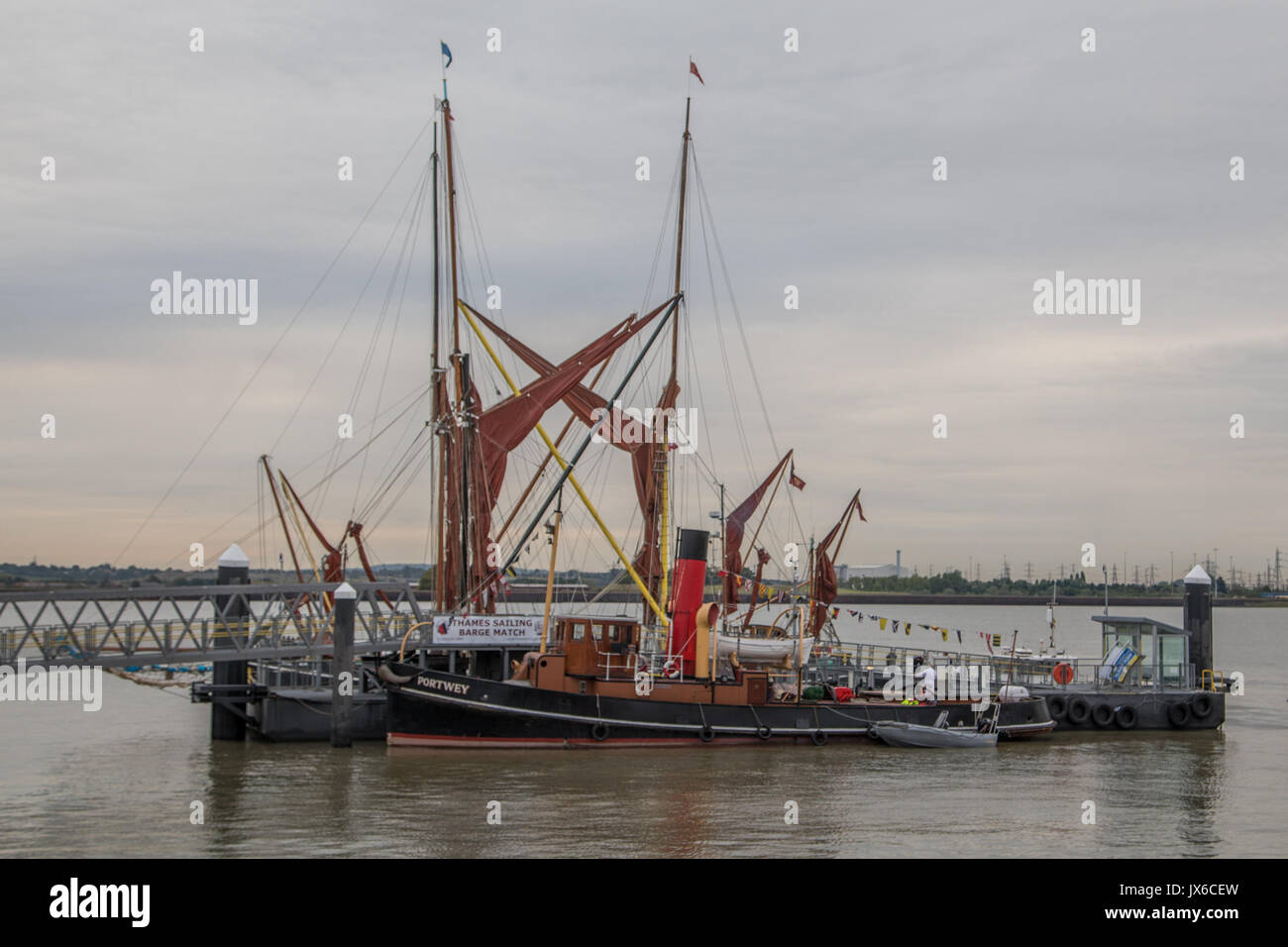 Historic Thames Sailing Barges And Other Ships Including Light Ships And Vintage Tugs Moor At