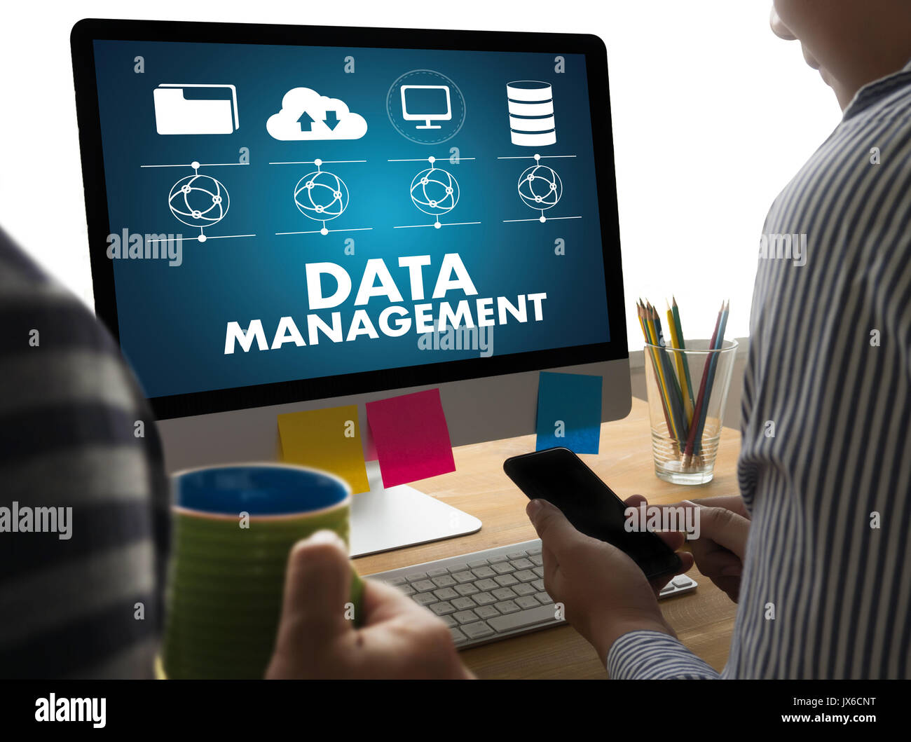 DATA MANAGEMENT File Database Cloud Network technology concept Stock Photo - Alamy