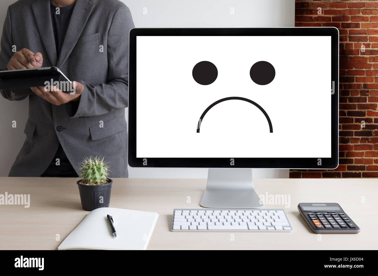 Depressive emotions concept, smiley face emoticon printed depression ...