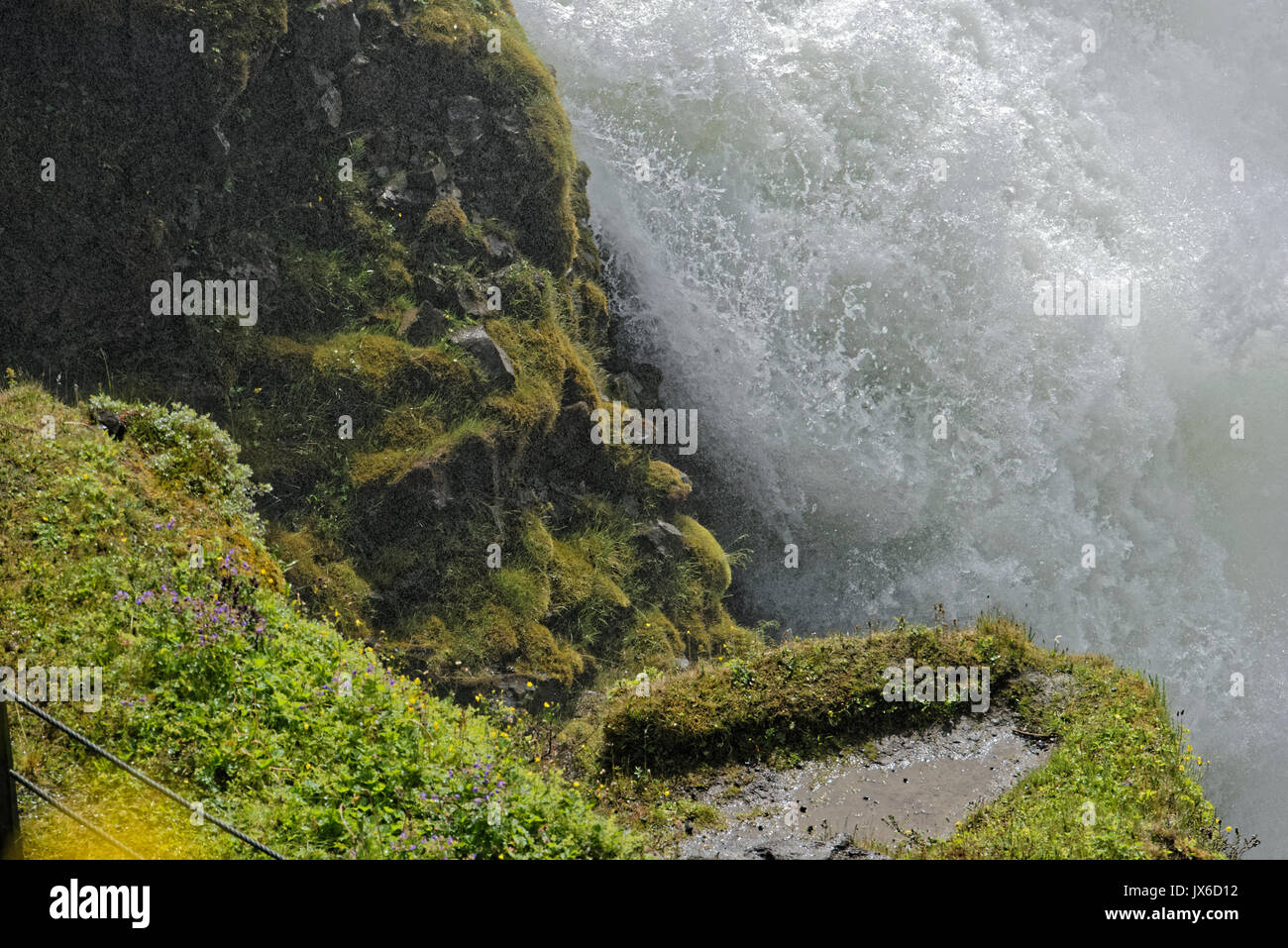 Gullfoss Falls, Golden Falls, drops 32 meters, 105 ft into a canyon ...