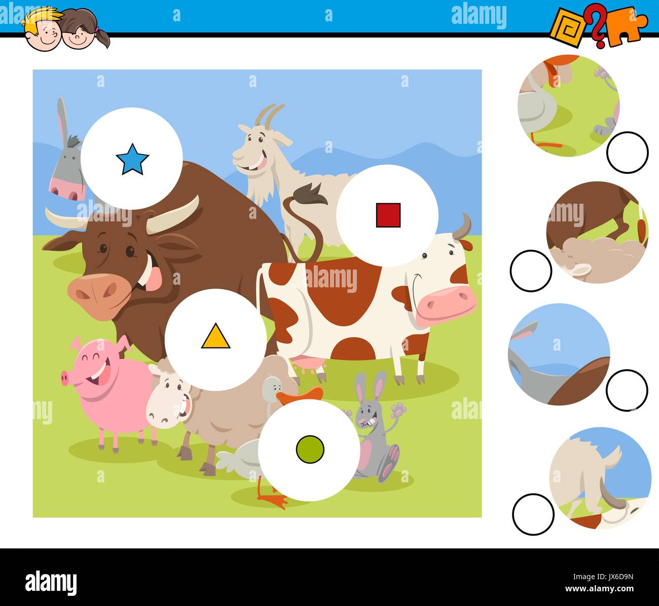 Cartoon Illustration of Educational Match the Elements Activity Game ...