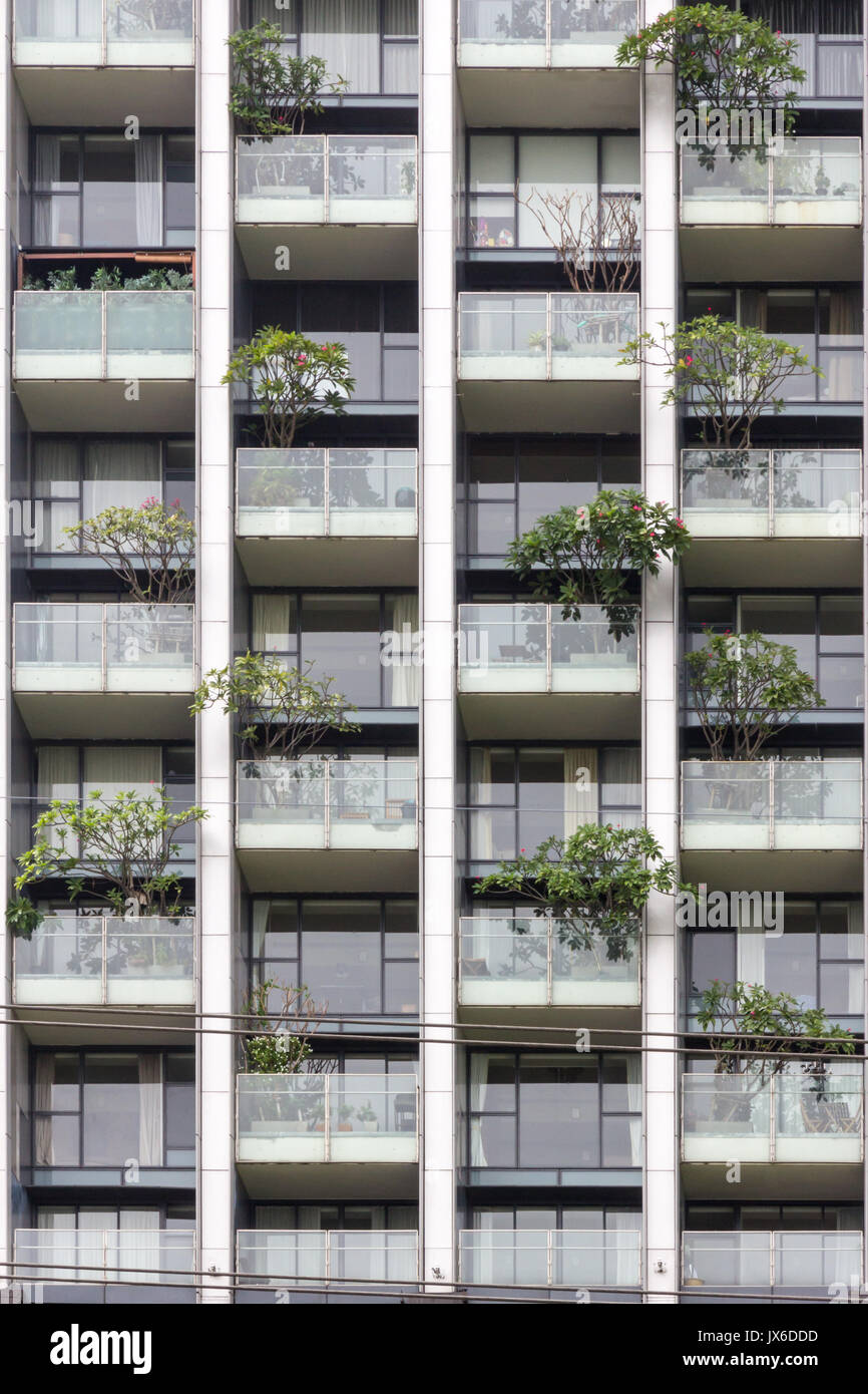 Apartment building windows on Sathorn Road, Bangkok, Thailand Stock ...