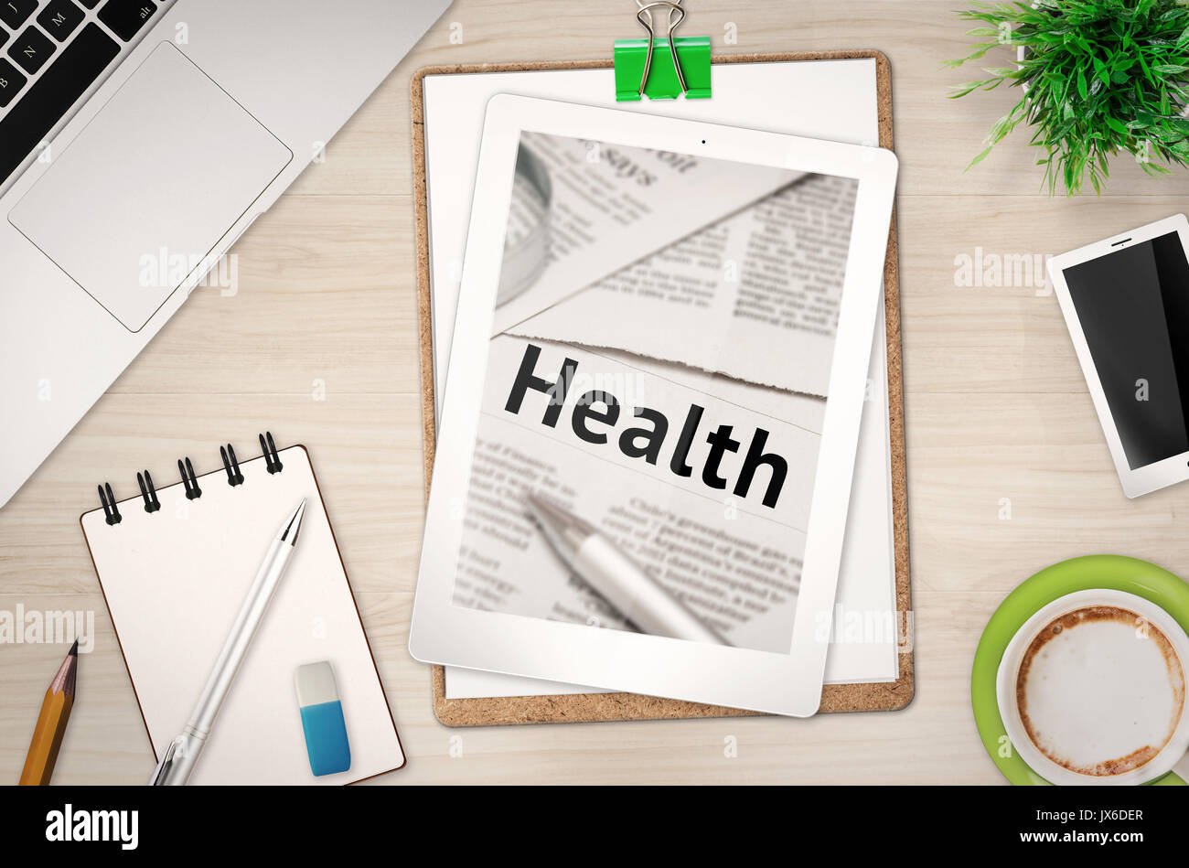 health issue information on office desk Stock Photo - Alamy