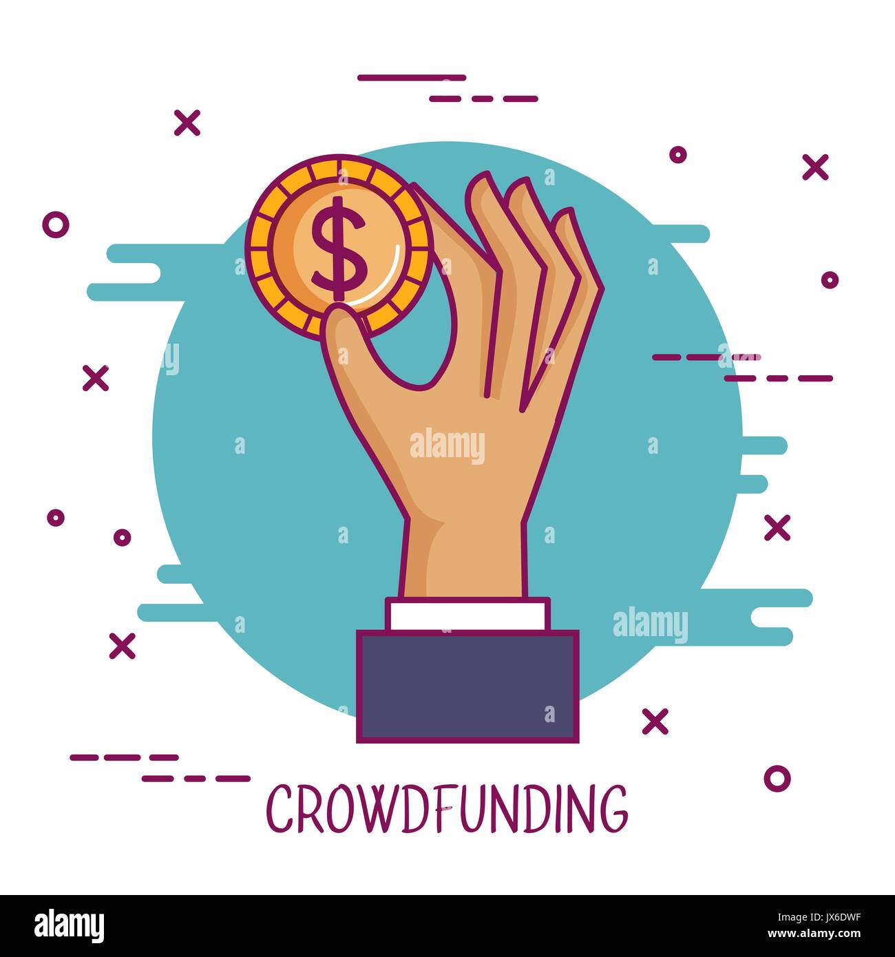crowdfunding hand holding dollar coin cooperation Stock Vector Image ...