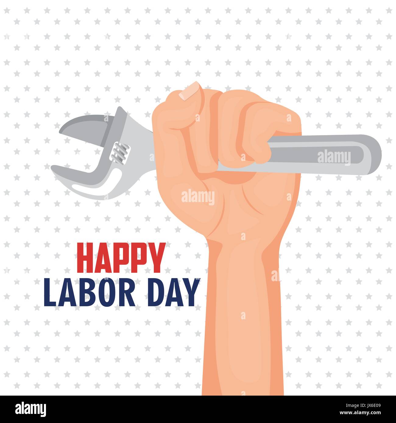 happy labor day hand worker holding tool poster Stock Vector Image ...