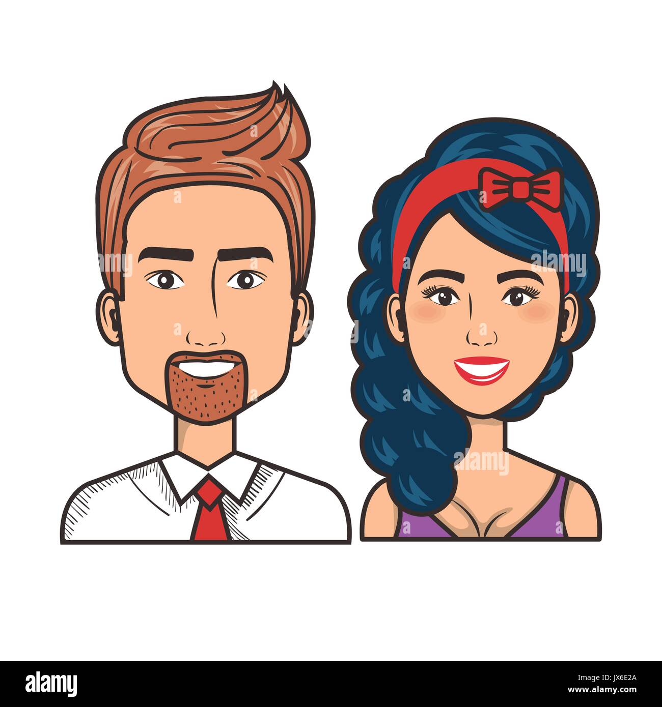 young couple avatars characters portrait people Stock Vector Image ...