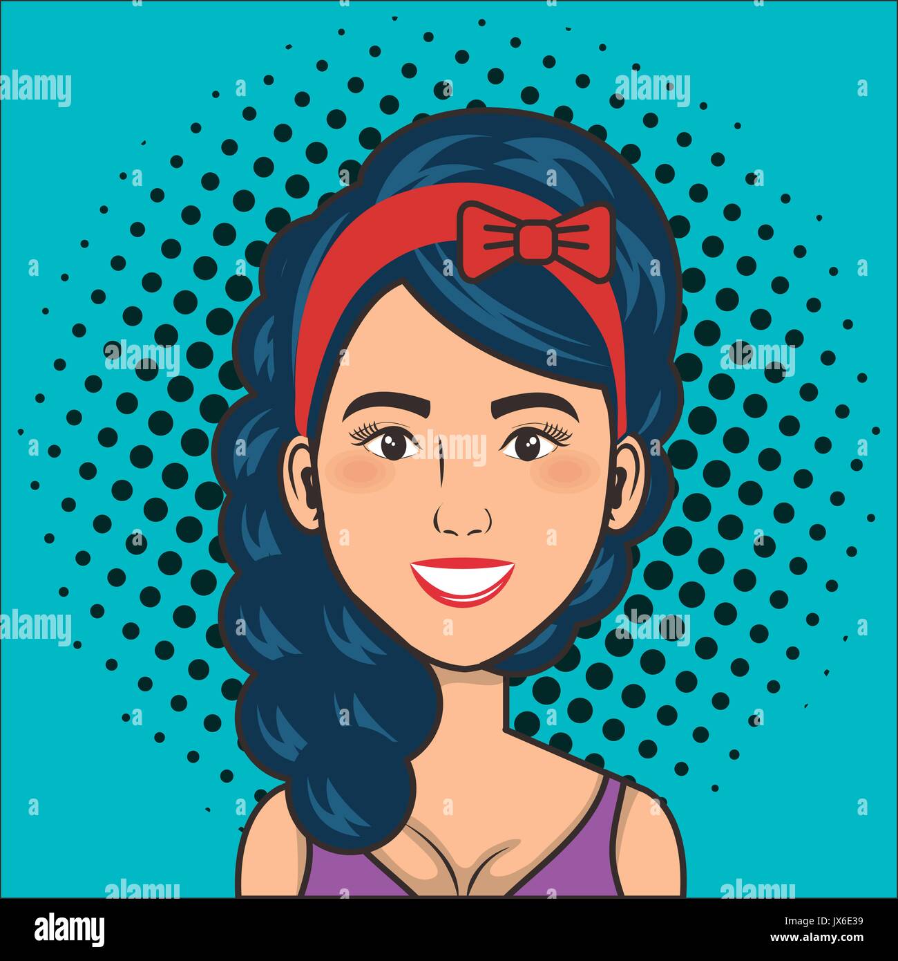 woman smiling face comic pop art style Stock Vector Image & Art - Alamy