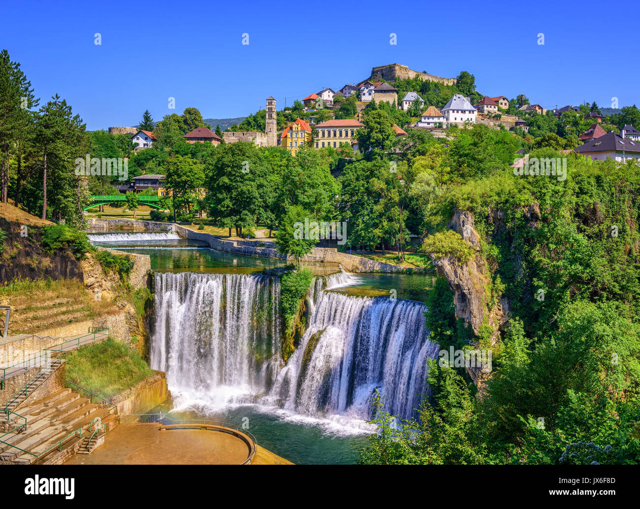 Jajce town in Bosnia and Herzegovina, famous for the beautiful Pliva ...