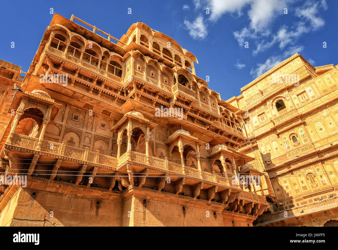 Beautiful stone carved decoration on a house in Jaisalmer, Rajasthan ...