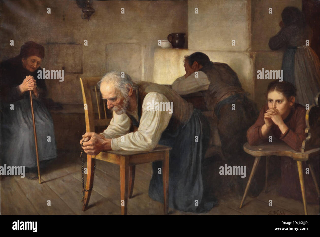 Thomas Walch Gebet in der Stube Stock Photo - Alamy