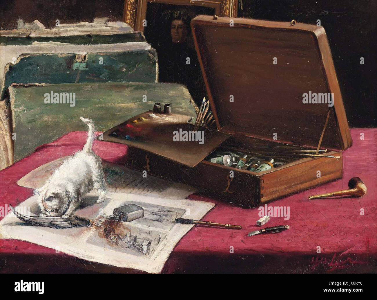 'Mischief in the Artist's Studio' by Marie Yvonne Laur Stock Photo - Alamy