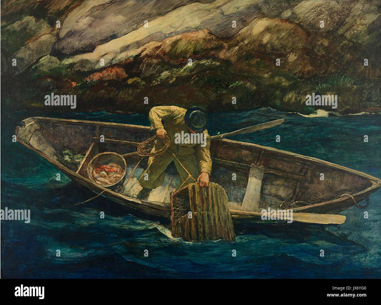 Deep Cove Lobster Man by N C Wyeth, ca 1938 Stock Photo - Alamy