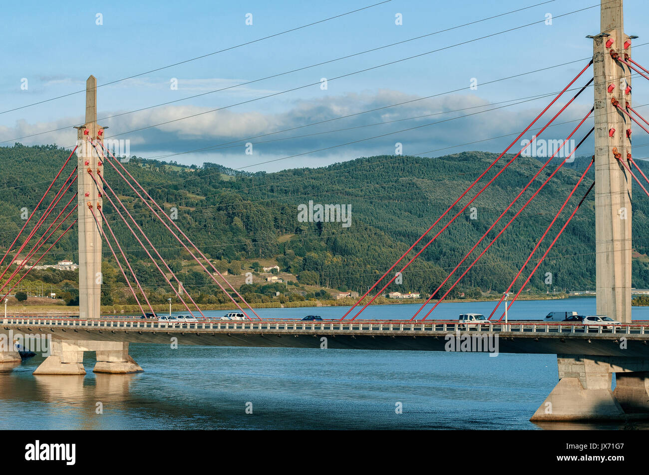New bridge of colindres that crosses the estuary of the Ason, autovia ...