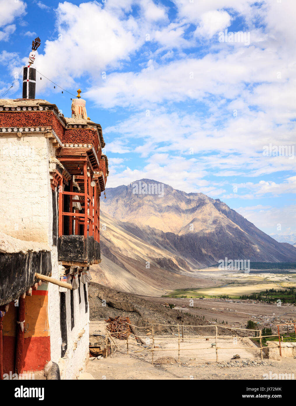 Diskit Buddhist Monastery in Nubra Valley in Kashmir, India Stock Photo ...