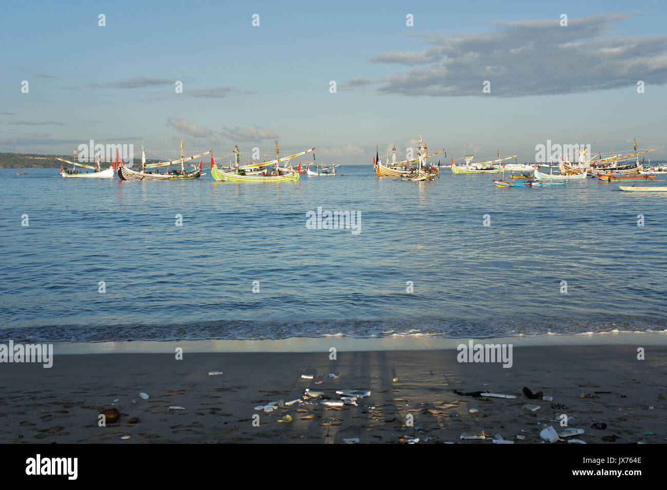 Fishing boats on the sea at balinese beach Stock Photo - Alamy