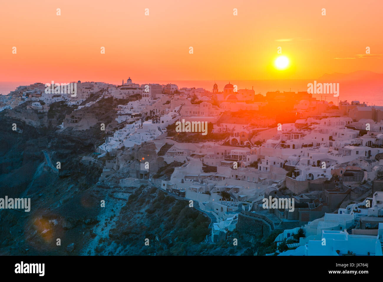 Oia at sunset, Santorini, Greece Stock Photo - Alamy