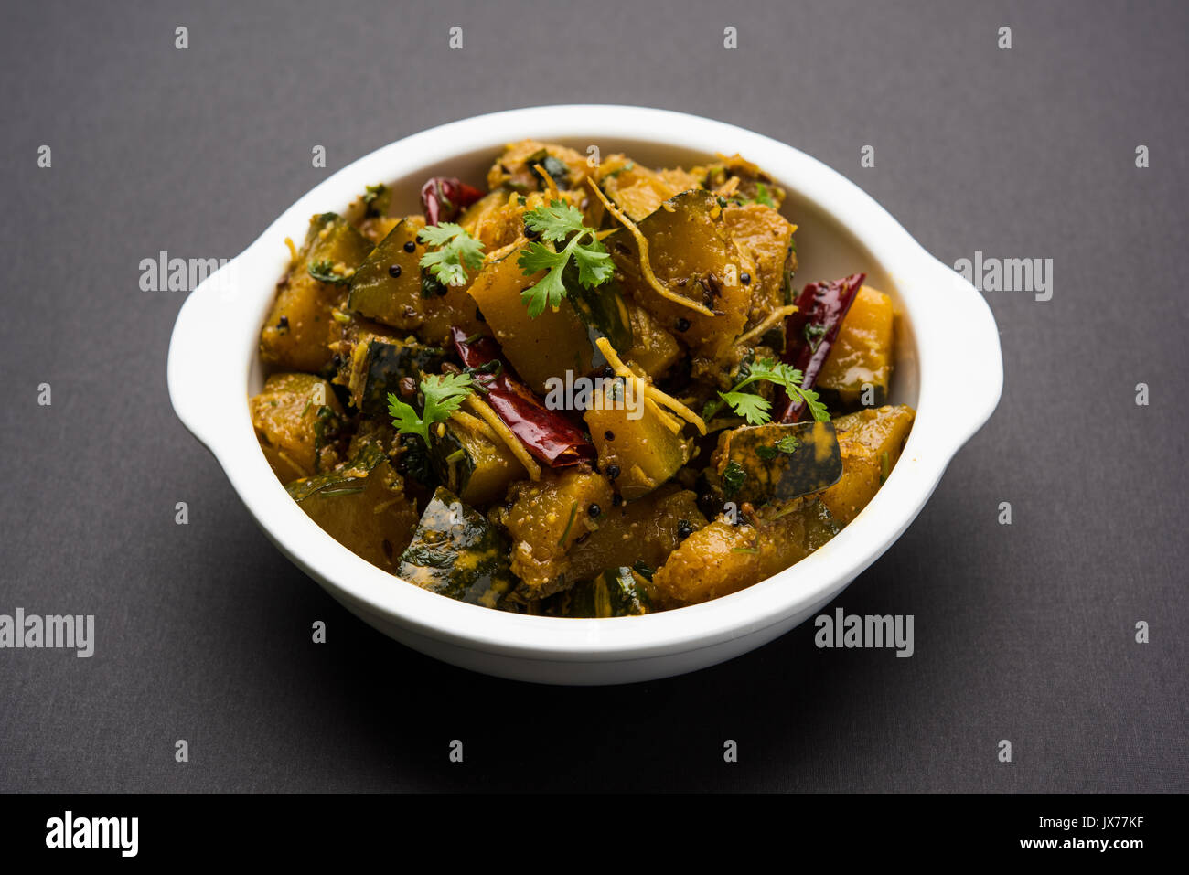 Popular indian main course vegetable Pumpkin dry curry or kaddooor ...