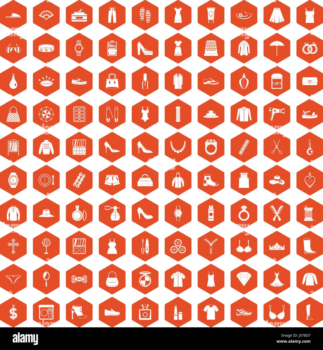 100 womens accessories icons hexagon orange Stock Vector Image & Art ...