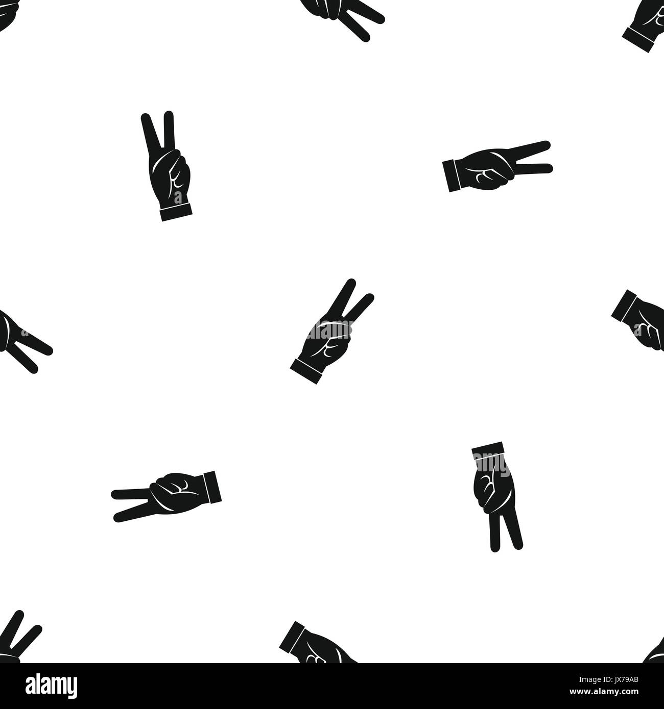Hand showing victory sign pattern seamless black Stock Vector Image ...