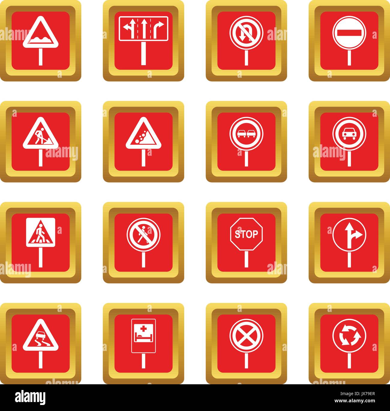 Different road signs icons set red Stock Vector Image & Art - Alamy