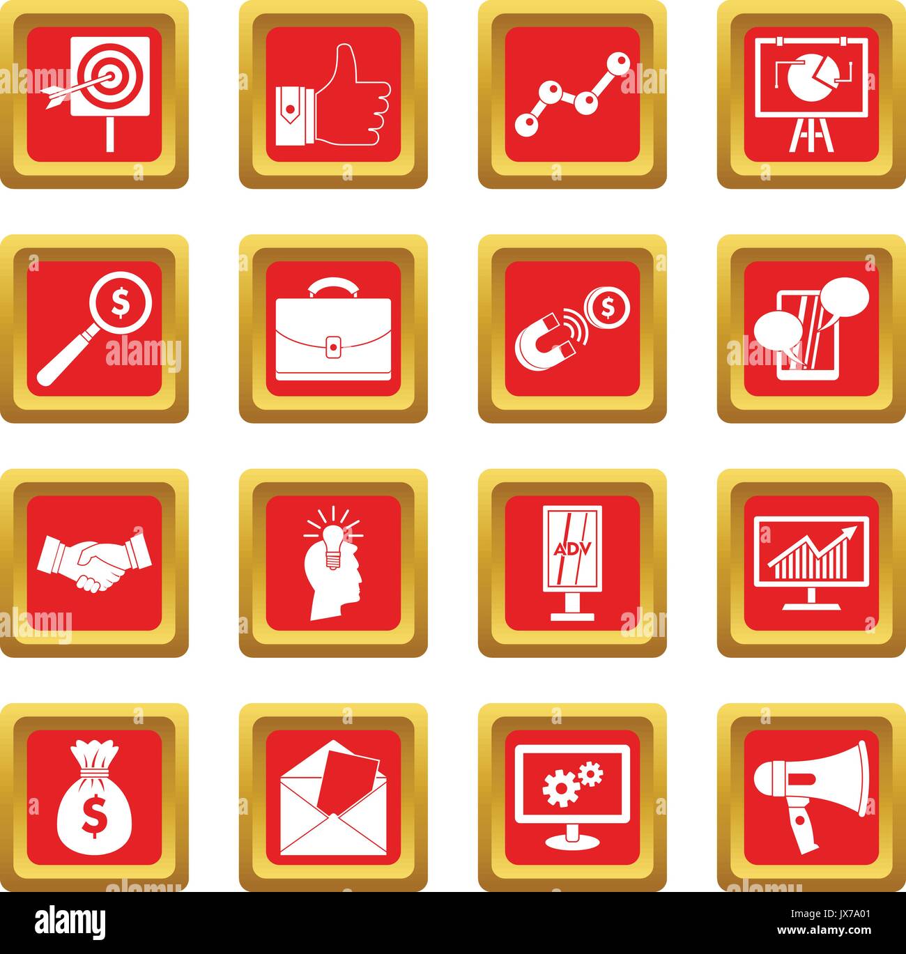 Marketing items icons set red Stock Vector Image & Art - Alamy