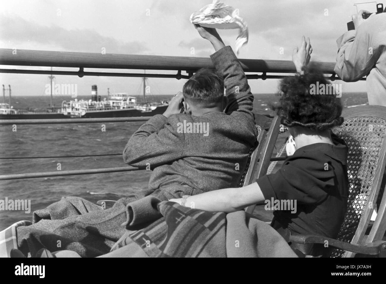 Waving Goodbye Ship Black and White Stock Photos & Images - Alamy