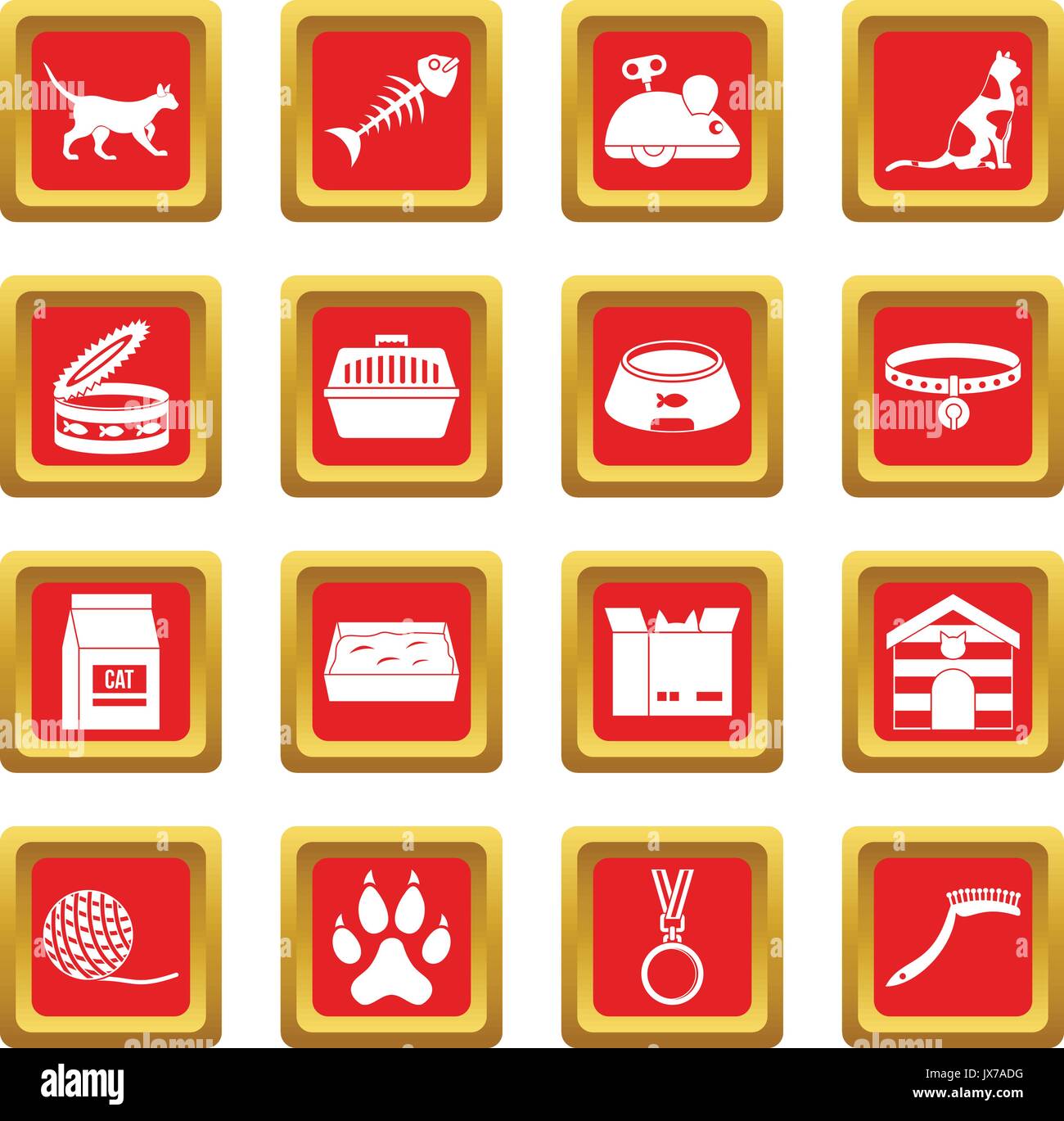 Cat care tools icons set red Stock Vector Image & Art - Alamy