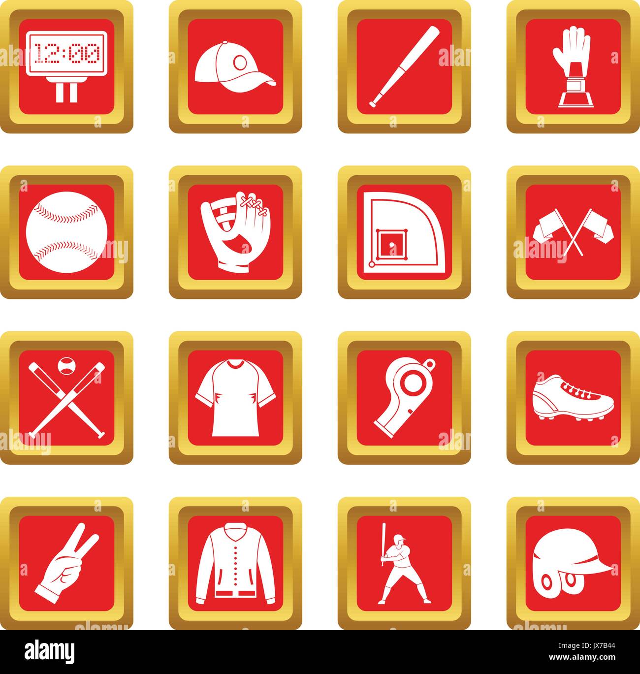 Baseball icons set red Stock Vector Image & Art - Alamy