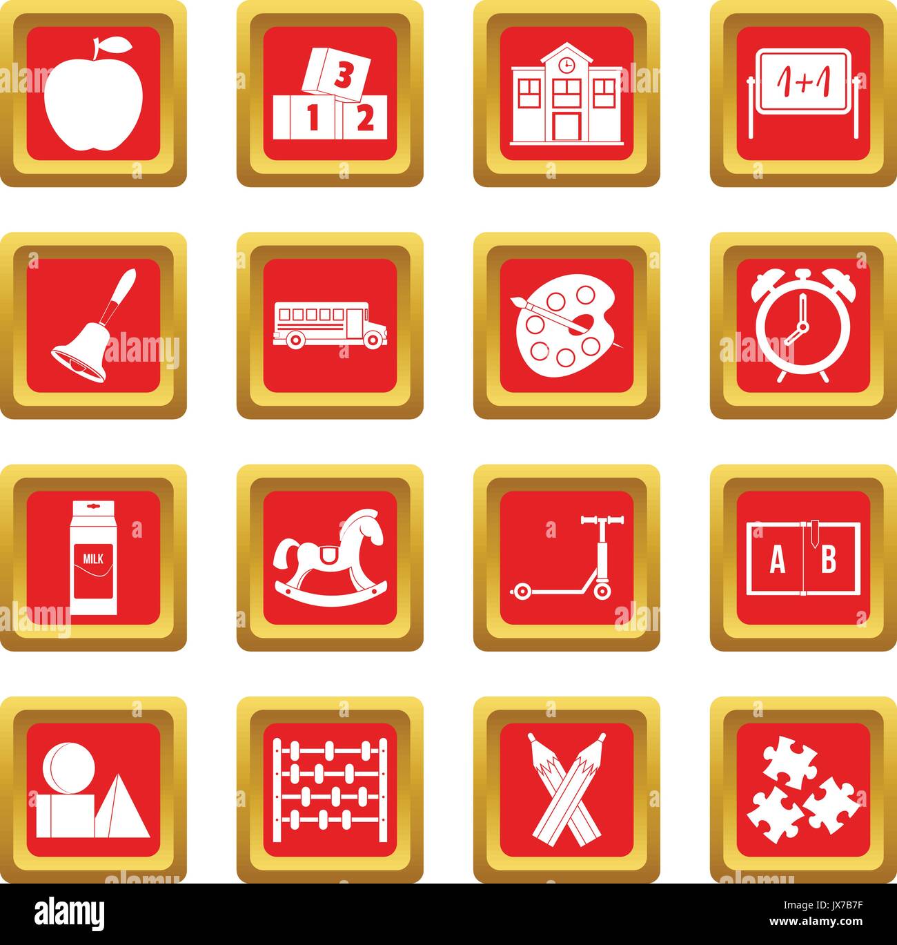 Kindergarten symbol icons set red Stock Vector Image & Art - Alamy