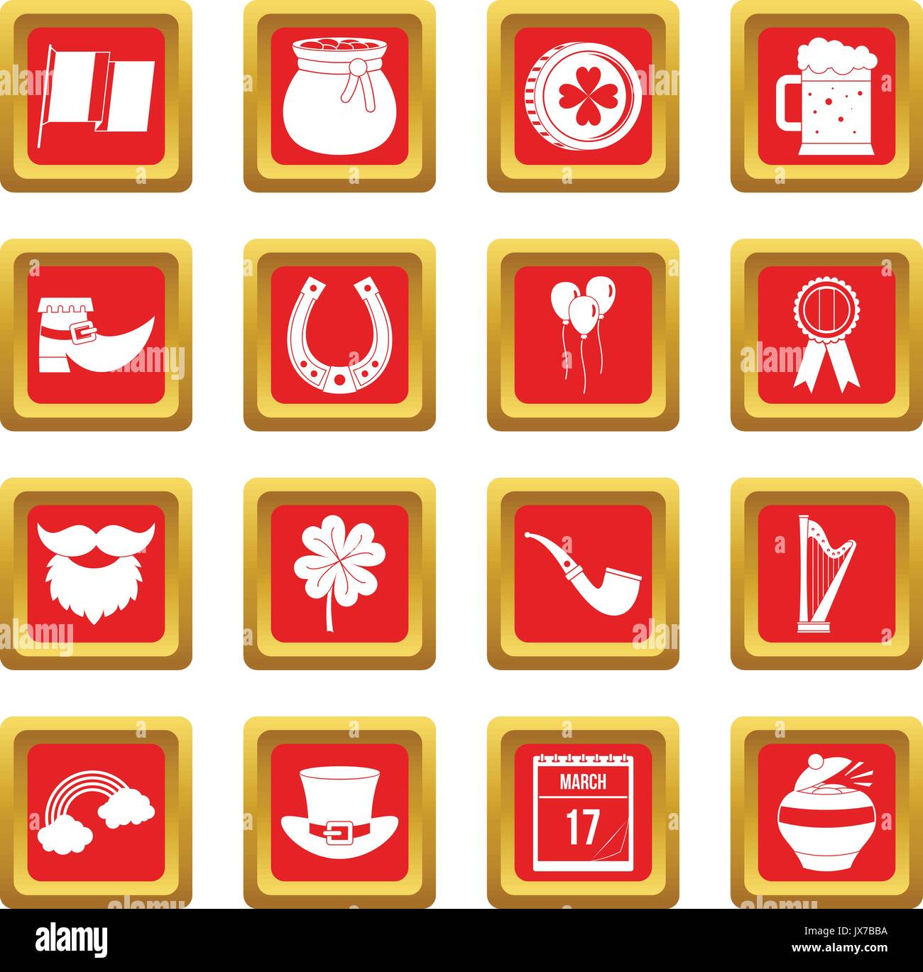 Saint Patrick icons set red Stock Vector Image & Art - Alamy